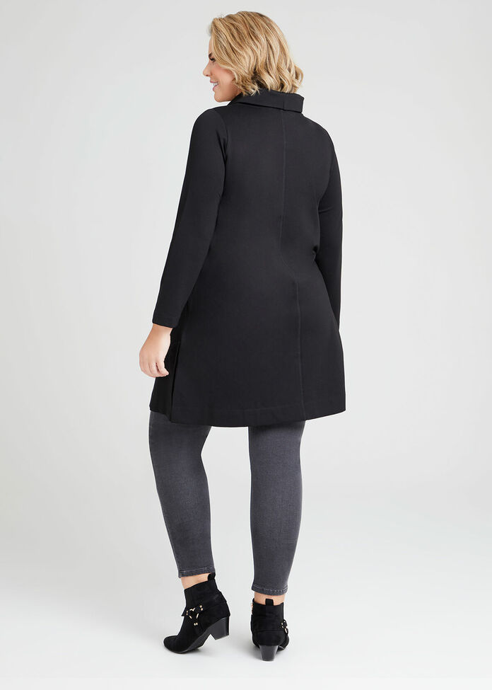 Shop Plus Size Bamboo Collar Ponte Tunic, Black | Taking Shape AU