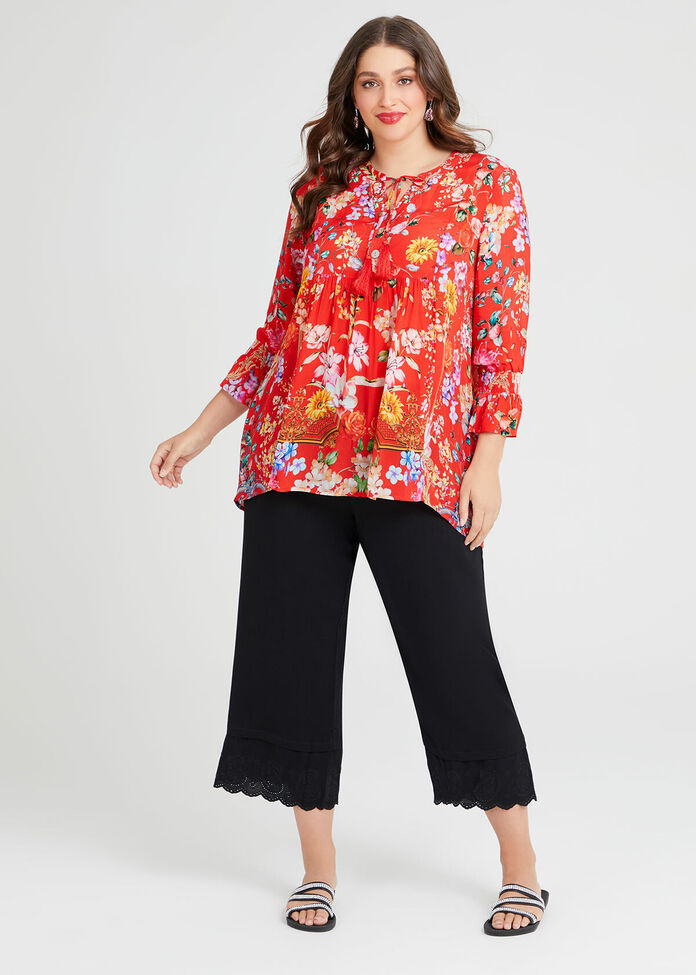 Shop Plus Size Natural Festive Floral Boho Top, Red | Taking Shape AU