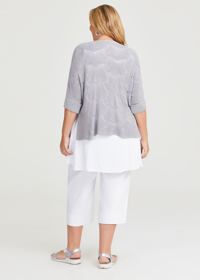 Shop Plus Size Wave Pointelle Knit Cardigan, Black | Taking Shape NZ