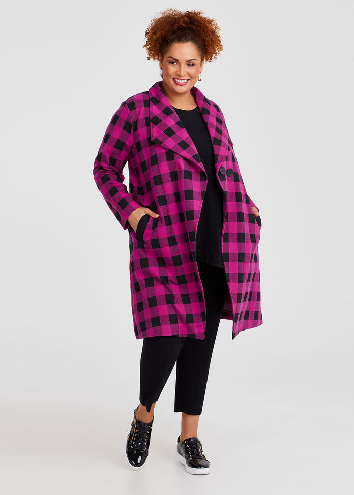 Shop Plus Size Ponte Check Edie Coatigan, Purple | Taking Shape AU