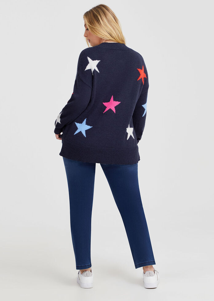 Navy Plus Size Women's Star Printed Jumper | Taking Shape AU
