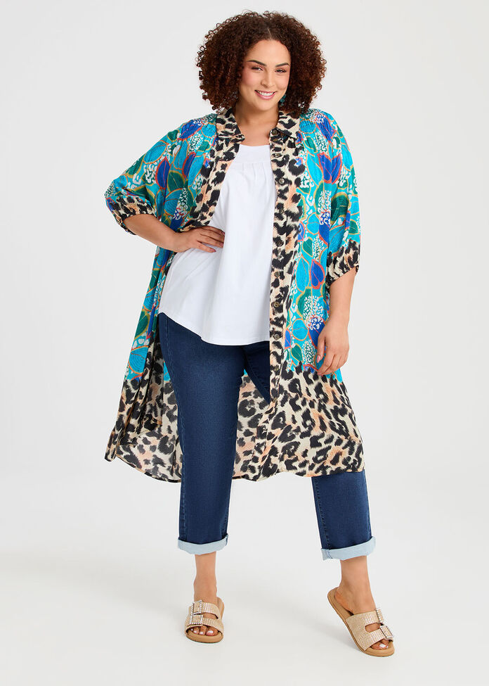Shop Plus Size Shirring Detail Natural Shirt Dress, Multi | Taking Shape NZ