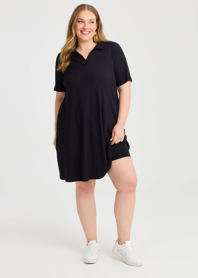 Shop Plus Size Collared Rib Dress, Black | Taking Shape NZ