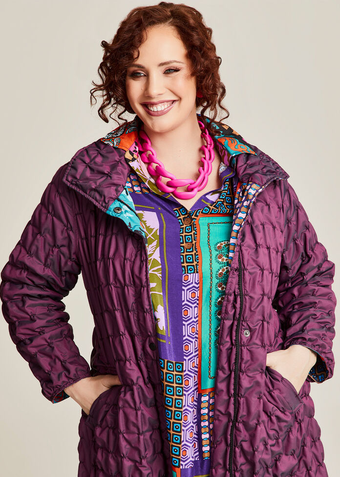 Shop Plus Size Wave Taffeta Reversible Coat, Purple | Taking Shape AU