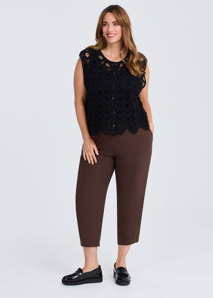 Shop Plus Size Cotton Scallop Lace Knit Vest, Black | Taking Shape AU