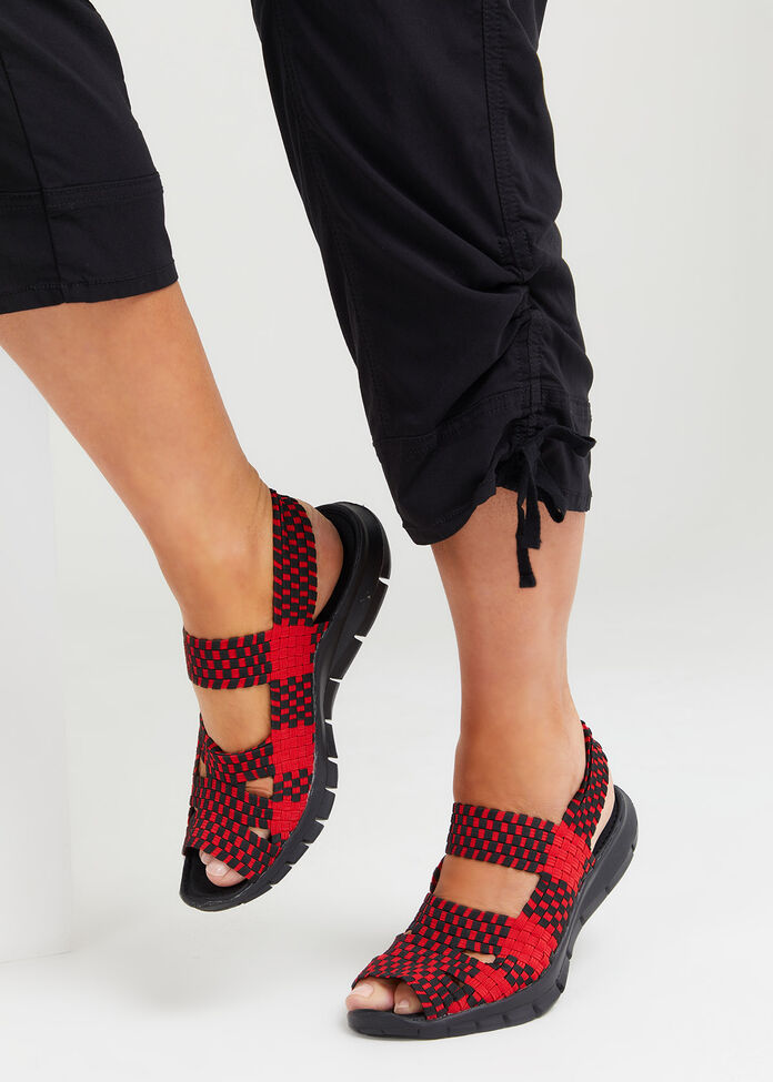 Shop Red Woven Stretch Flexible Sandal Comfortable Shoes Taking