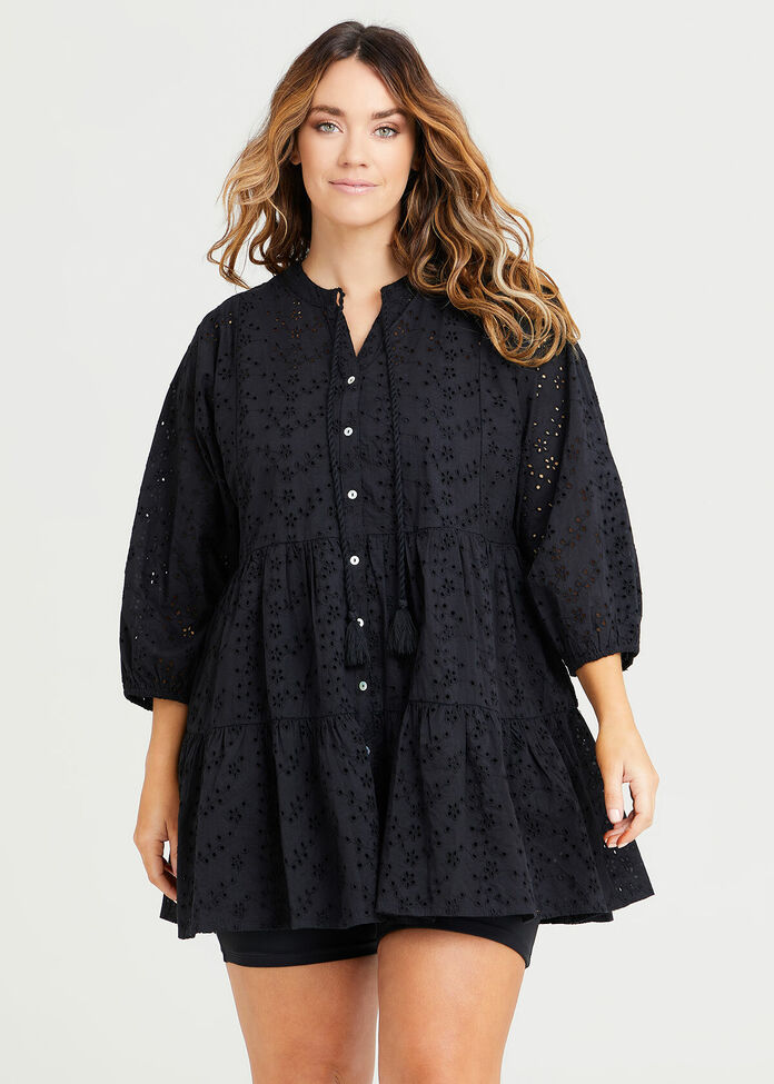 Shop Plus Size Cotton Broderie Coverup, Black | Taking Shape AU