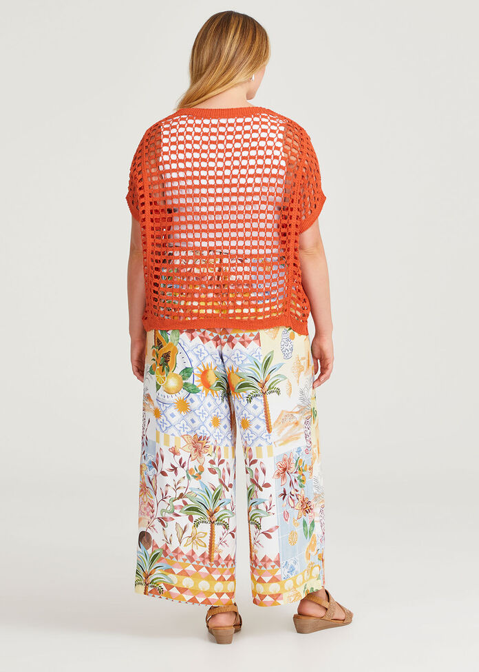 Plus Size Cotton Open Knit Crochet Top Red Orange | Taking Shape AU