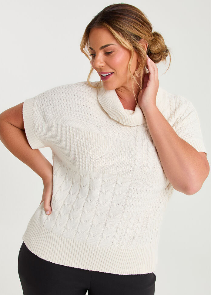 Shop Plus Size Mixed Cable Cowl Knit, White | Taking Shape NZ