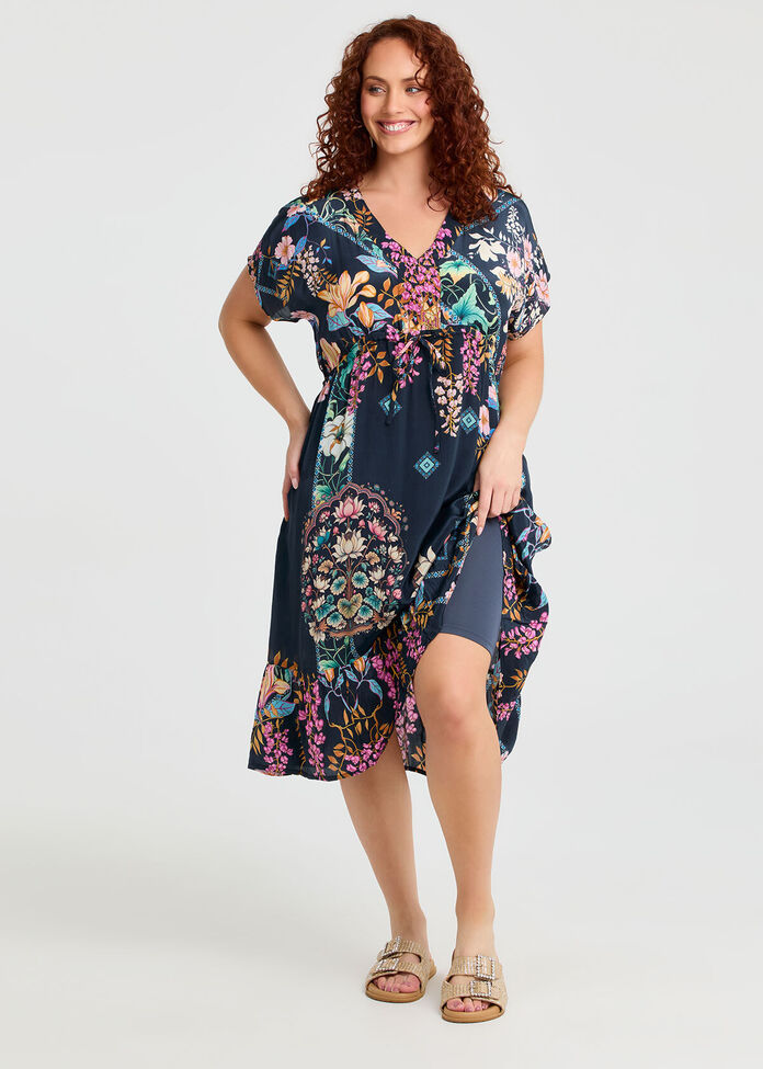 Shop Plus Size Natural Lotus Floral Dress, Floral | Taking Shape NZ