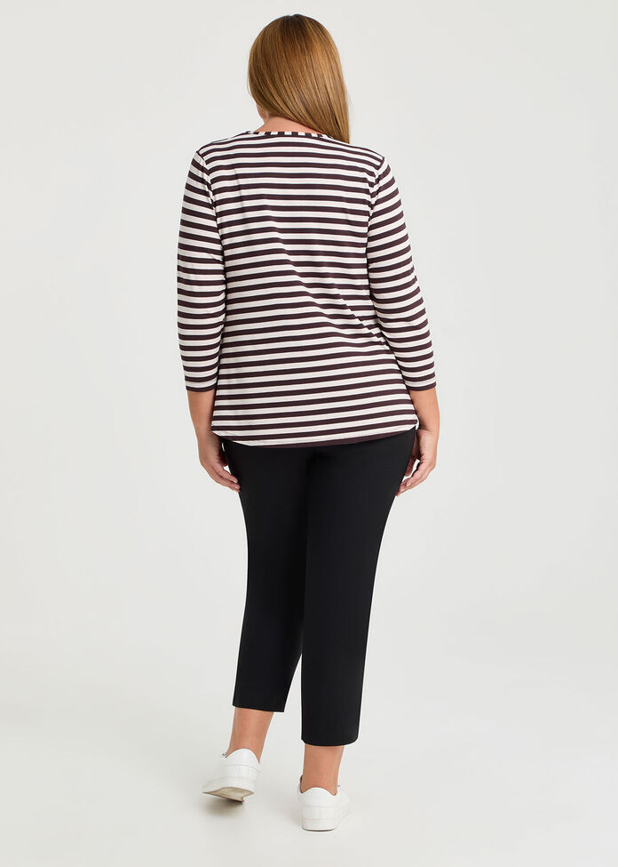 Shop Plus Size Natural Stripe 3/4 Sleeve T-shirt, Stripes | Taking Shape NZ