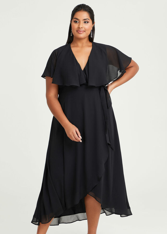Shop Plus Size Livia Chiffon Wrap Maxi Dress Black Taking Shape Au
