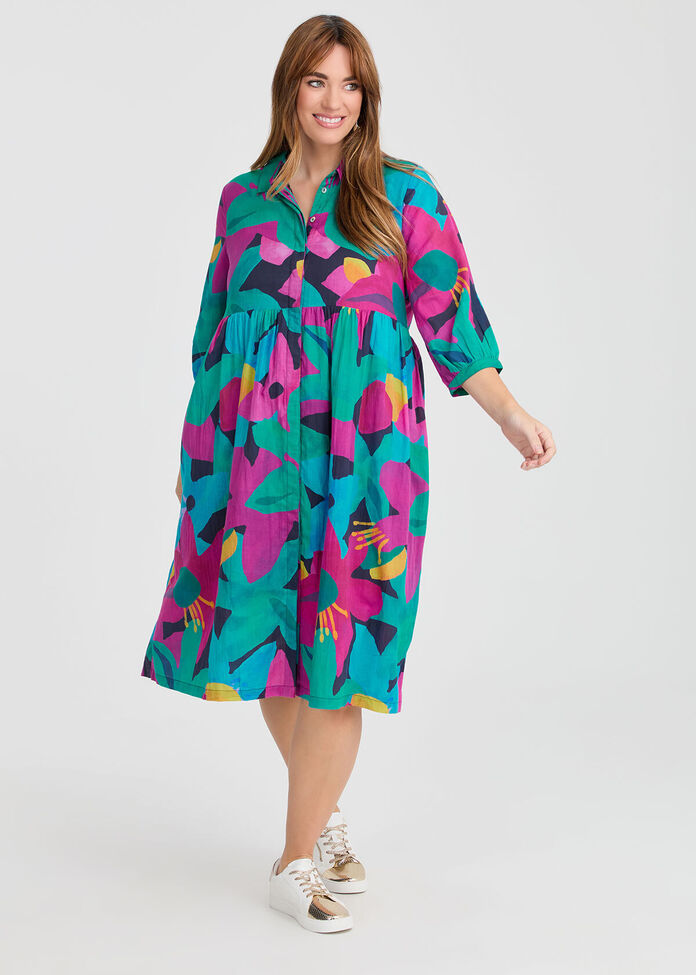 Shop Plus Size Cotton Floral Illusion Dress, Floral | Taking Shape AU