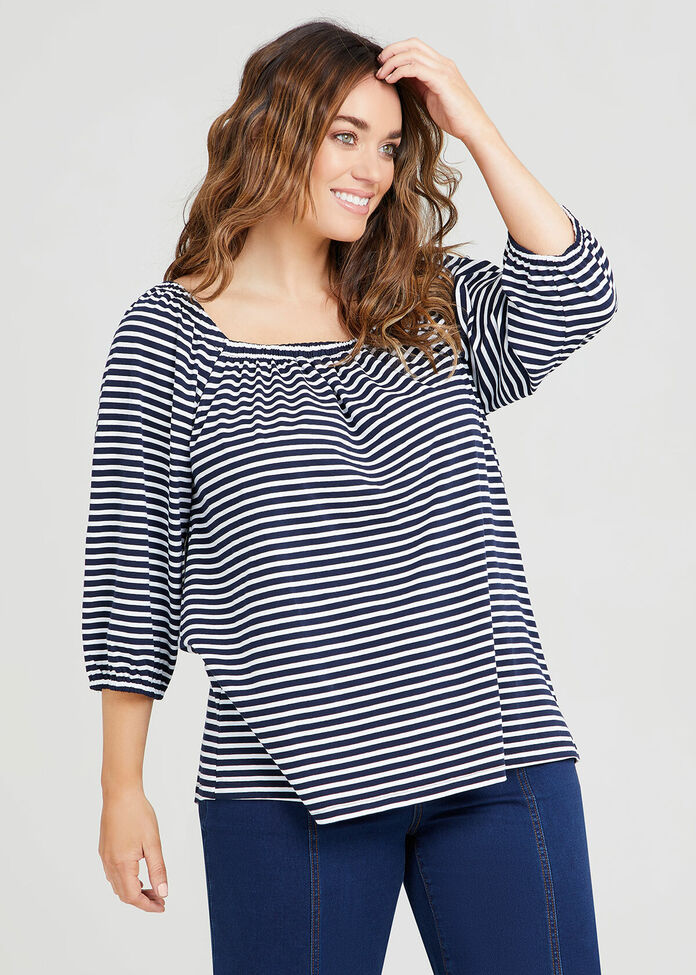 Shop Plus Size Organic Square Neck Stripe Top in Multi | Taking Shape AU