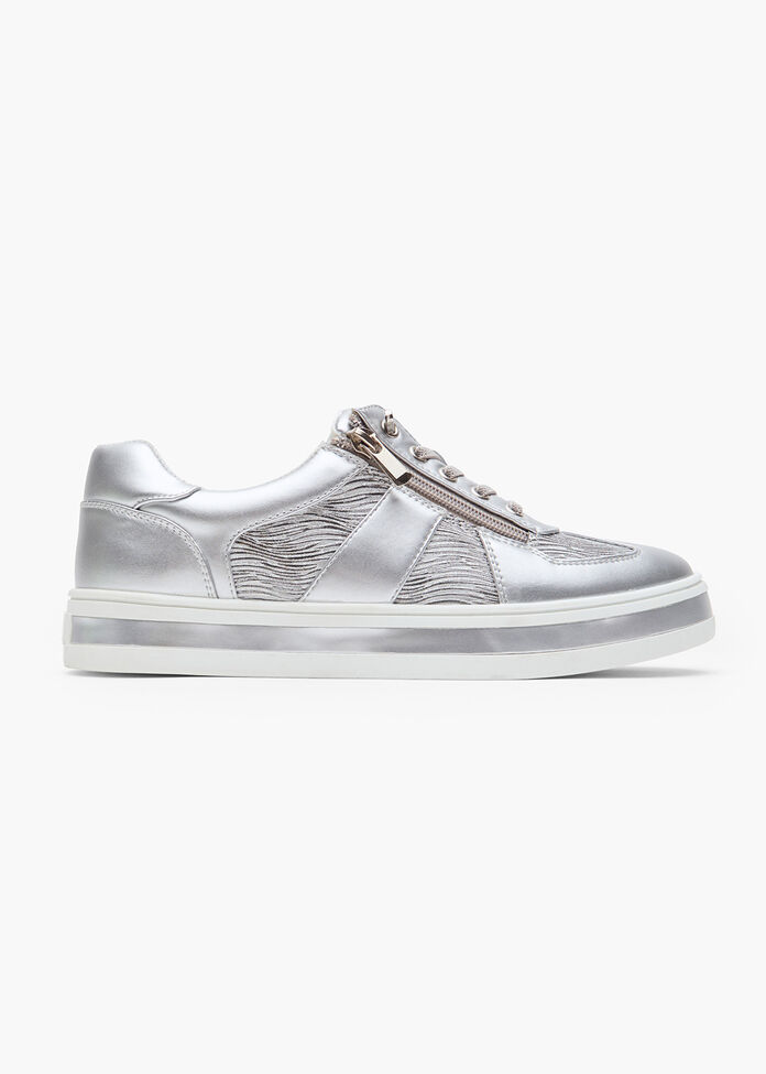 Silver Side Zip Sneakers for Women | Taking Shape AU