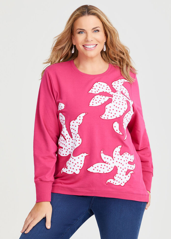 Shop Plus Size Cotton Applique Sweatshirt, Red | Taking Shape NZ