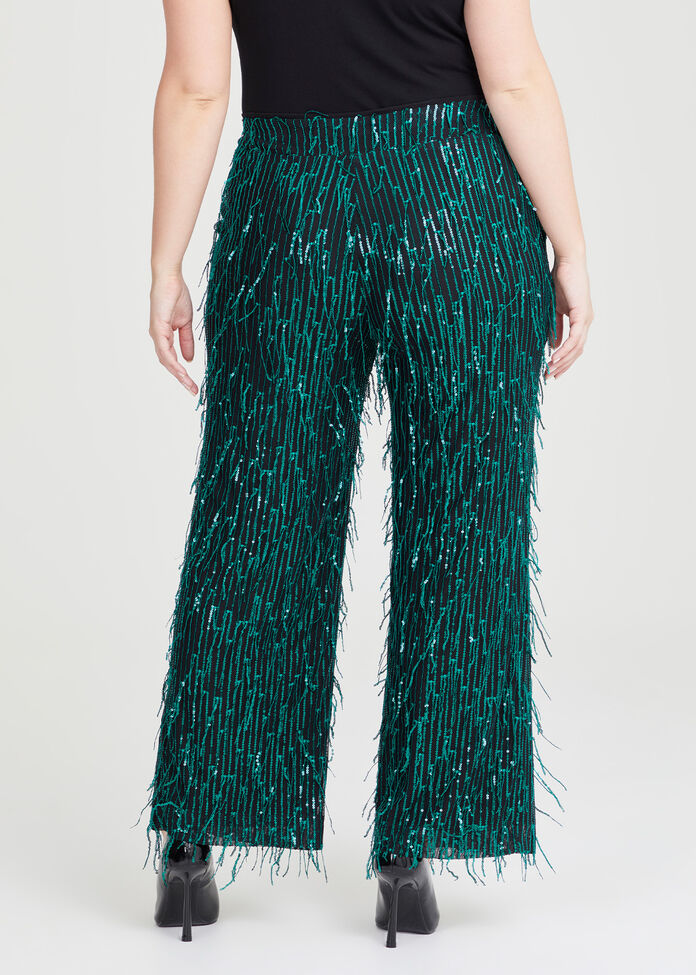 Shop Plus Size Fringe Sequin Cocktail Pant, Green | Taking Shape AU