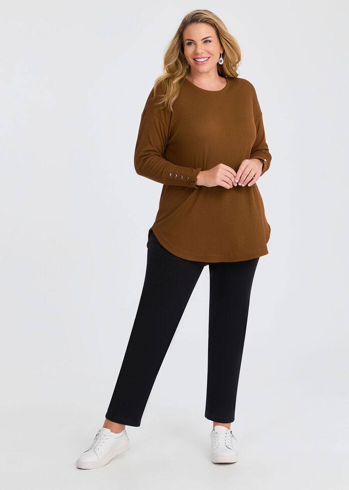 Shop Plus Size Rib Hi-lo Top, Brown | Taking Shape NZ