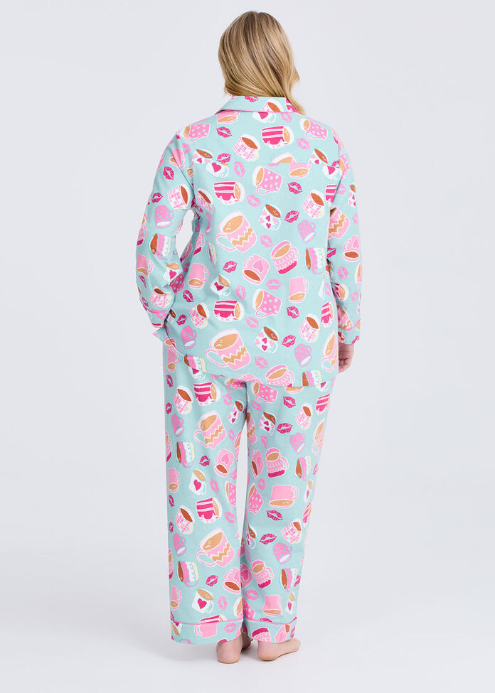 Shop Plus Size Flannelette Coffee Pyjama Shirt, Multi | Taking Shape AU