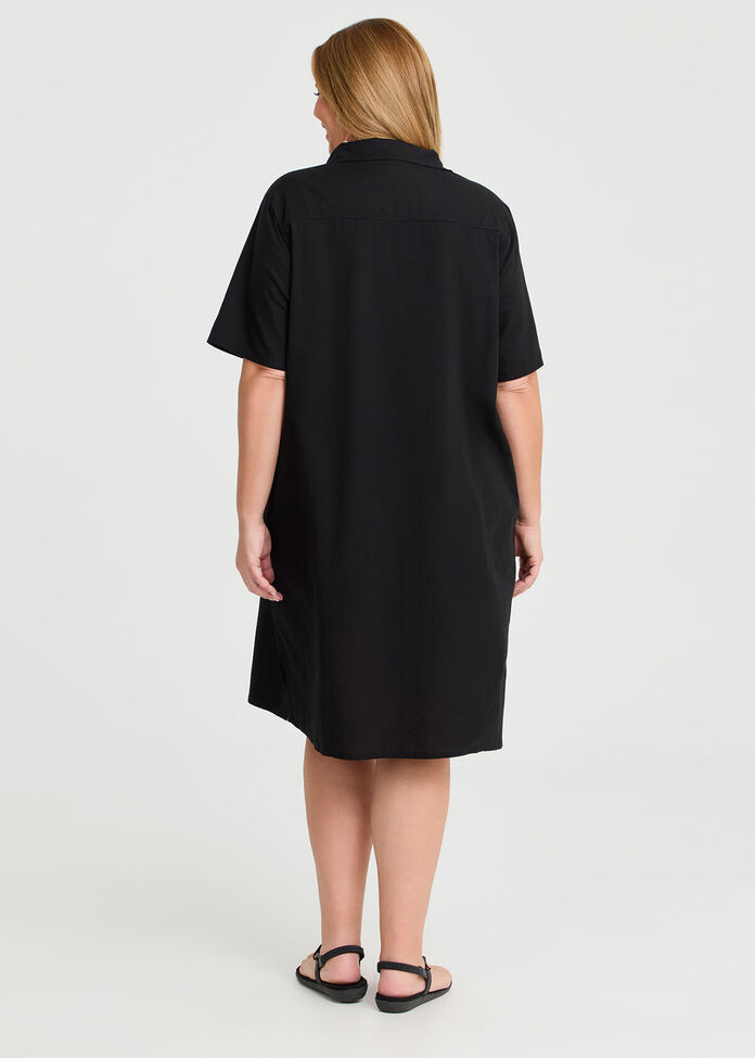 Shop Plus Size Cotton Linen Utility Dress, Black | Taking Shape AU