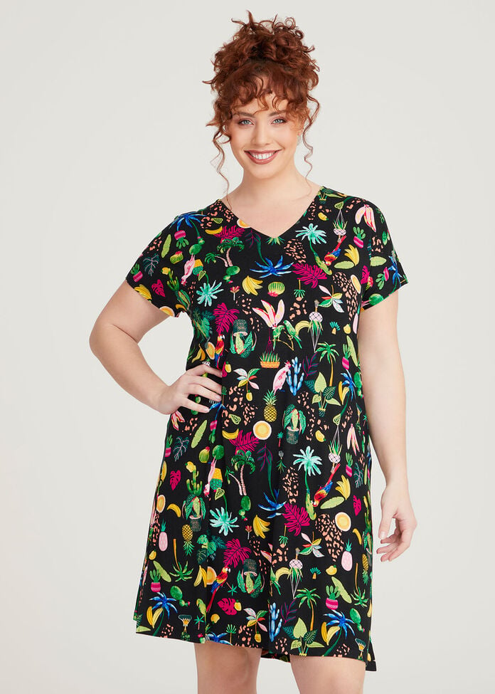 Shop Plus Size Bamboo Tropical Relaxed Nightie, Multi | Taking Shape AU