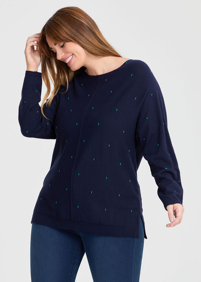Shop Plus Size Natural Pindot Jumper, Navy | Taking Shape NZ