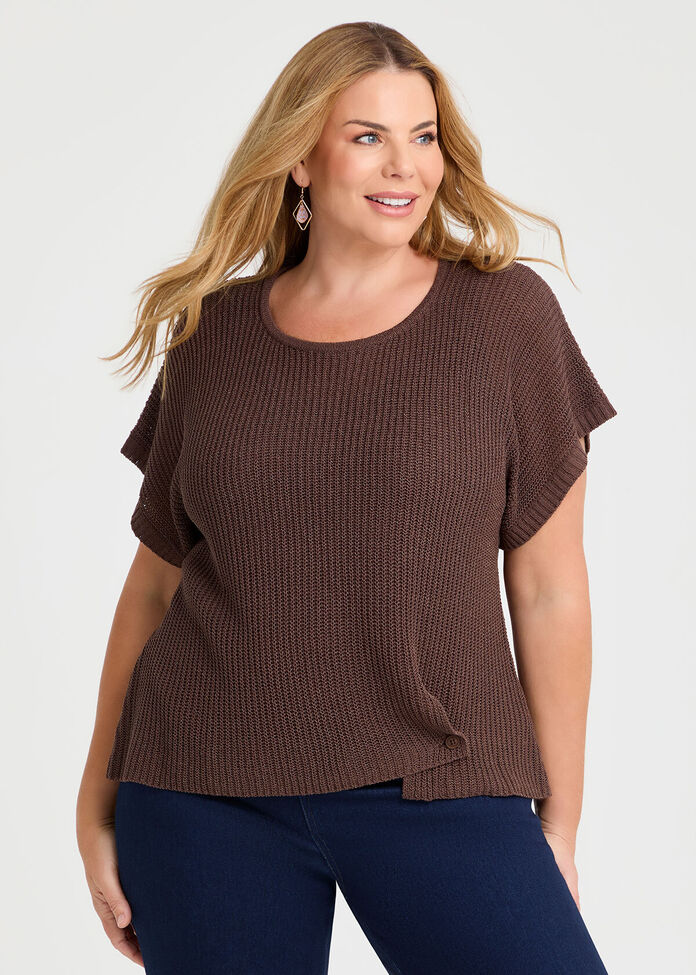 Shop Plus Size Scoop Neck Drape Knit Top, Brown | Taking Shape NZ