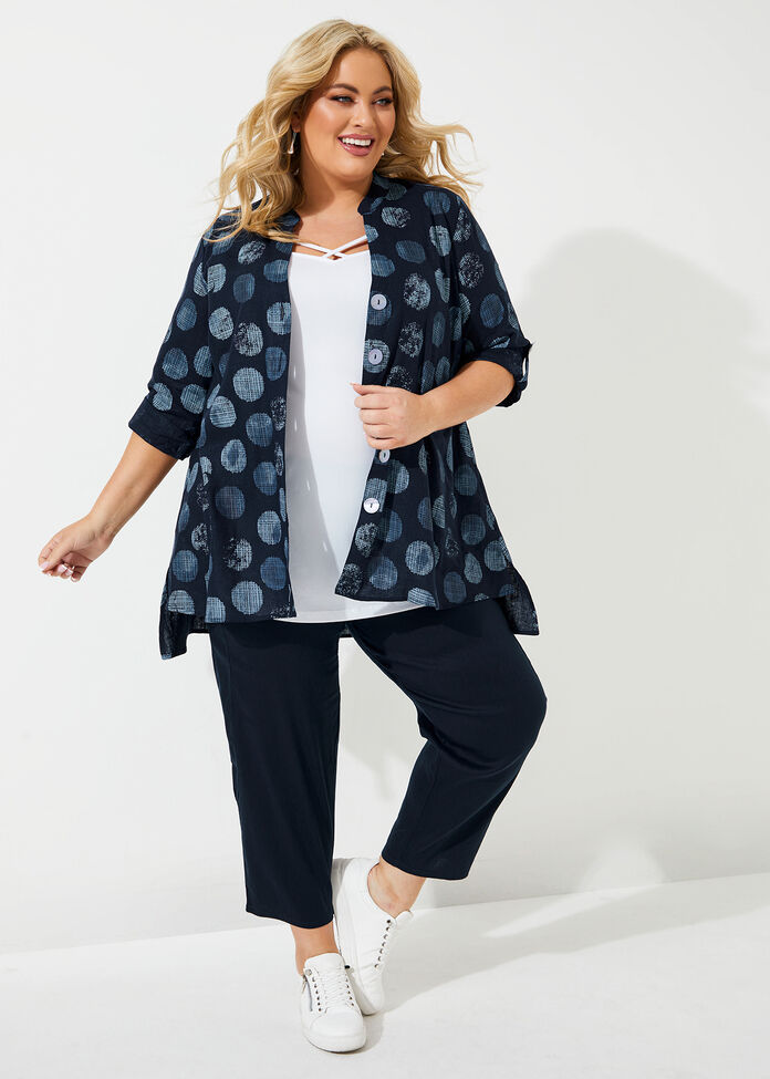 Shop Plus Size Spot Linen Bamboo Shirt, Blue | Taking Shape AU