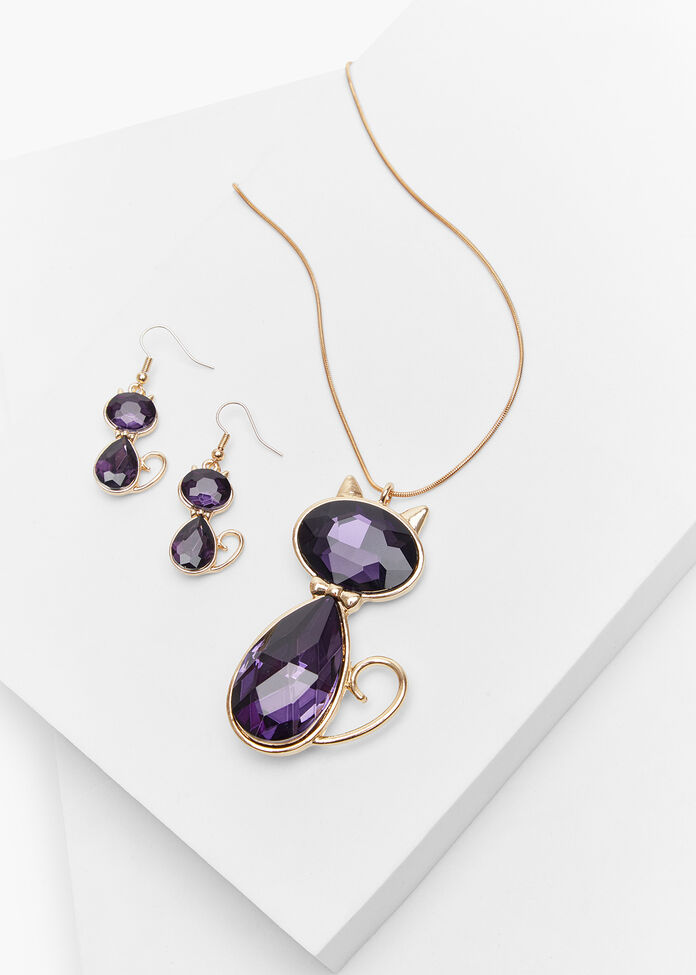 Shop Crystal Cat Earrings in Purple | Accessories | Taking Shape NZ