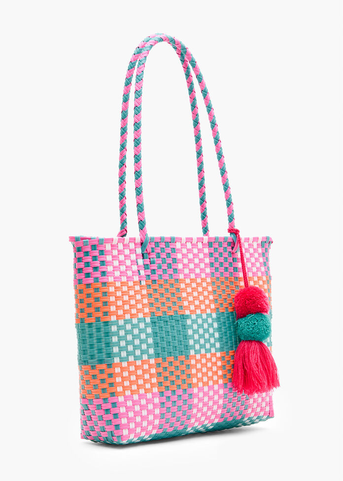 Basket Weave Tote Bag in Light Multicolour | Taking Shape NZ