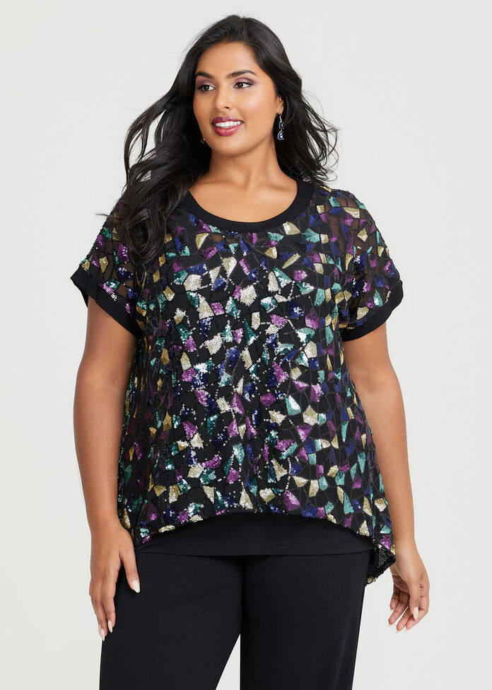Shop Plus Size Mesh Sequins Skylark Top, Black | Taking Shape AU