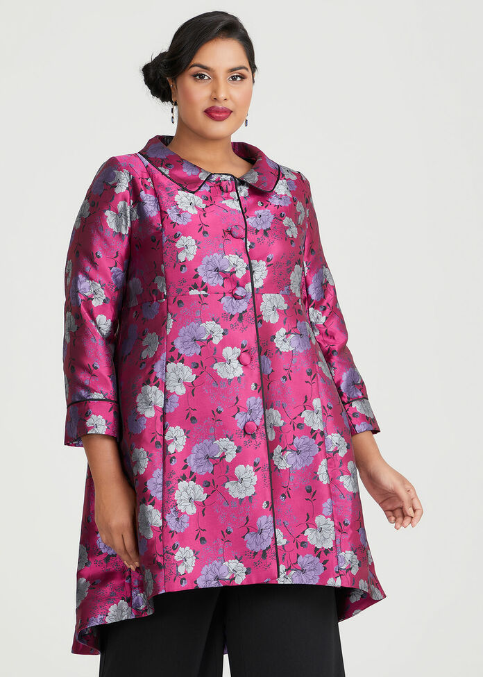 Isabella Jacquard Event Coat in Multi in sizes 12 to 30 | Taking Shape UK