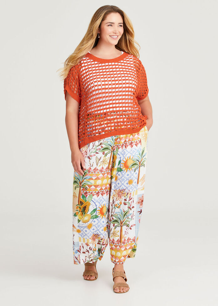 Plus Size Cotton Open Knit Crochet Top in Orange | Taking Shape NZ