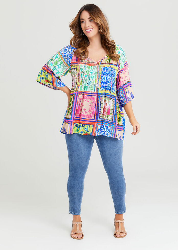 Shop Plus Size Natural Mixed Tile Print Top, Multi | Taking Shape AU