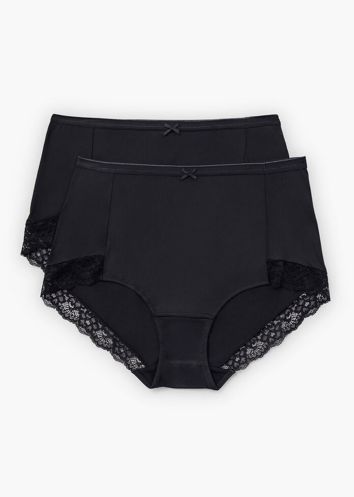 Shop Plus Size 2 Pack Micro Lace Trim Briefs, Black | Taking Shape NZ