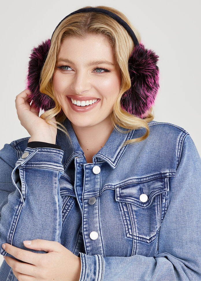 Shop Pink Faux Fur Ear Muffs In Red Accessories Taking Shape Au