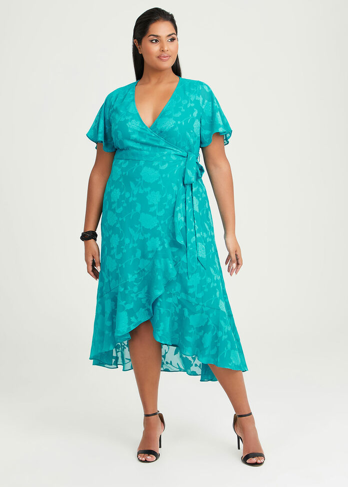 Shop Plus Size Leesa Jacquard Wrap Dress, Green | Taking Shape AU