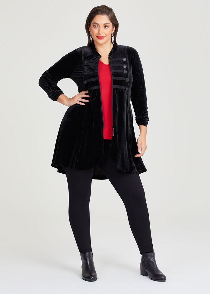 Shop Plus Size Velour Military Detail Cardigan, Black | Taking Shape AU