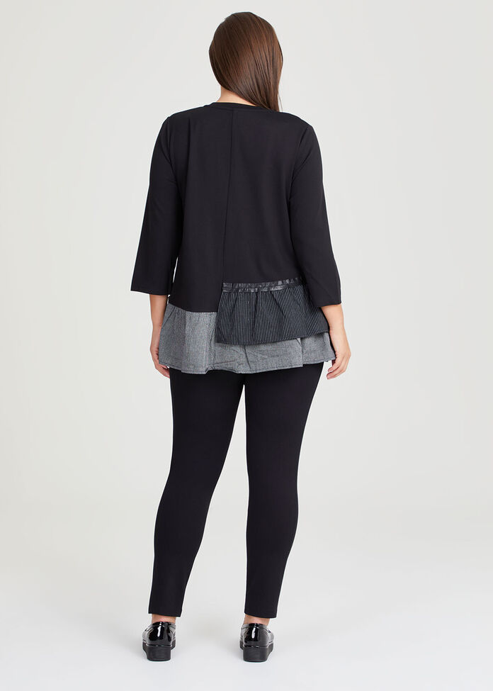 Shop Plus Size Bamboo Stripe Ruffle Lea Top, Black | Taking Shape AU