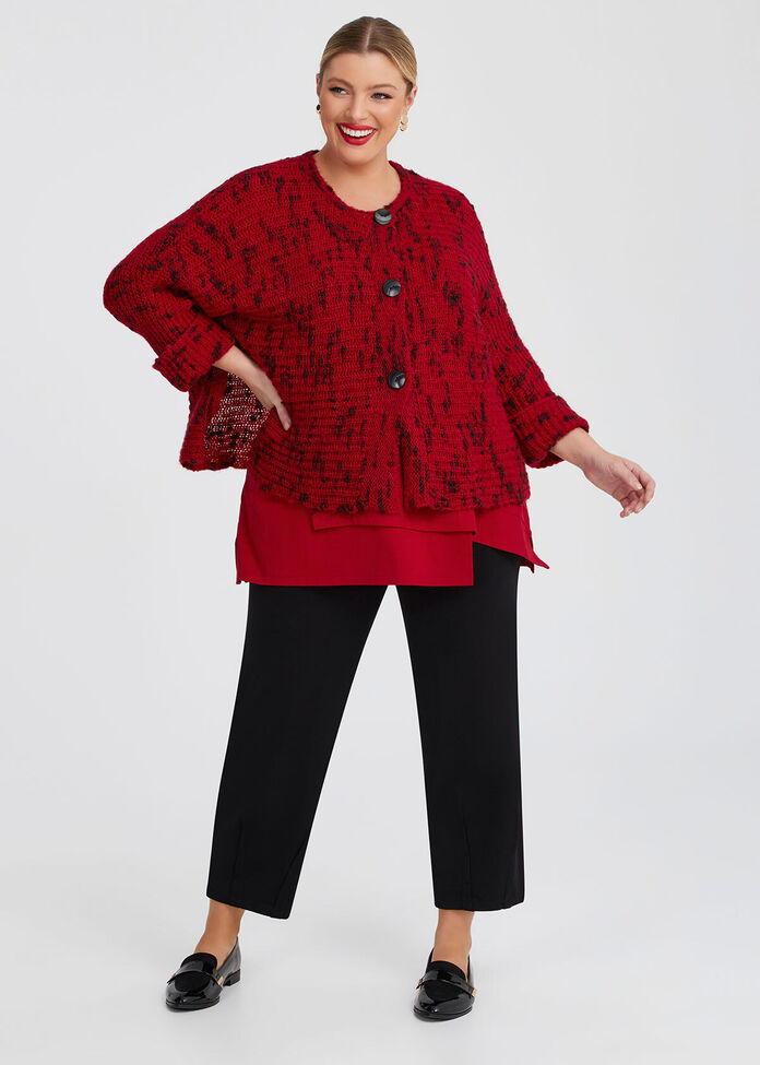 Shop Plus Size Wool Blend Slub Cardigan, Red | Taking Shape NZ