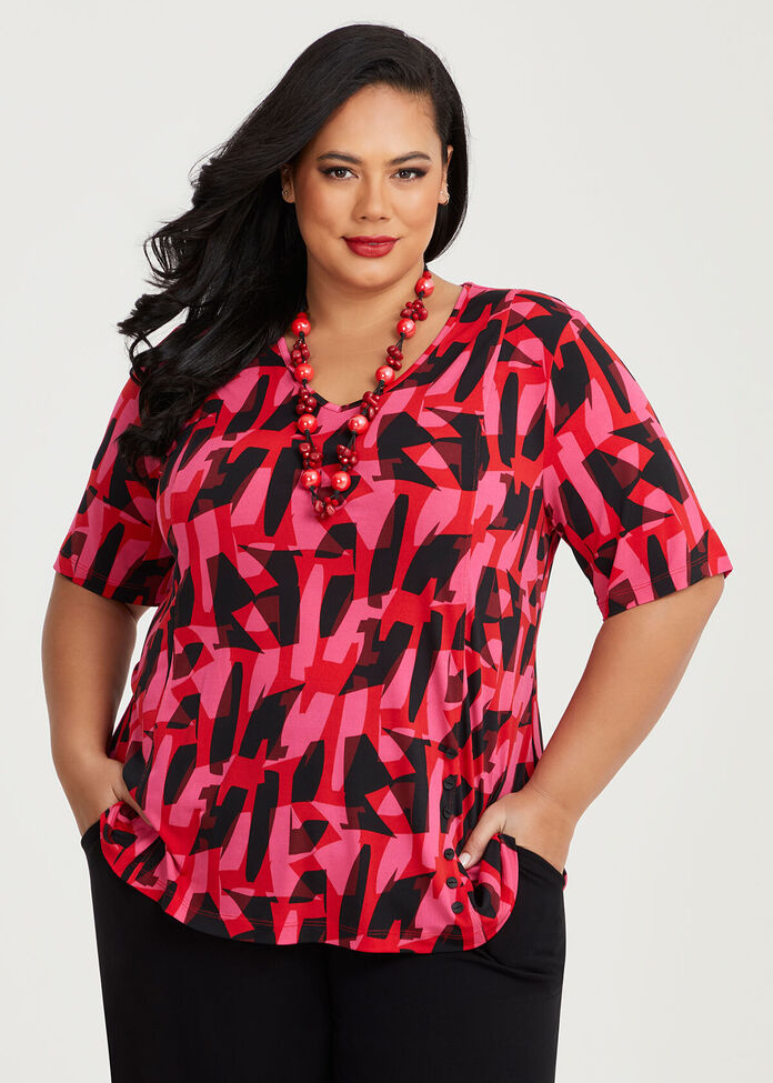 Plus Size Women's Abstract Ruby Top | Taking Shape AU