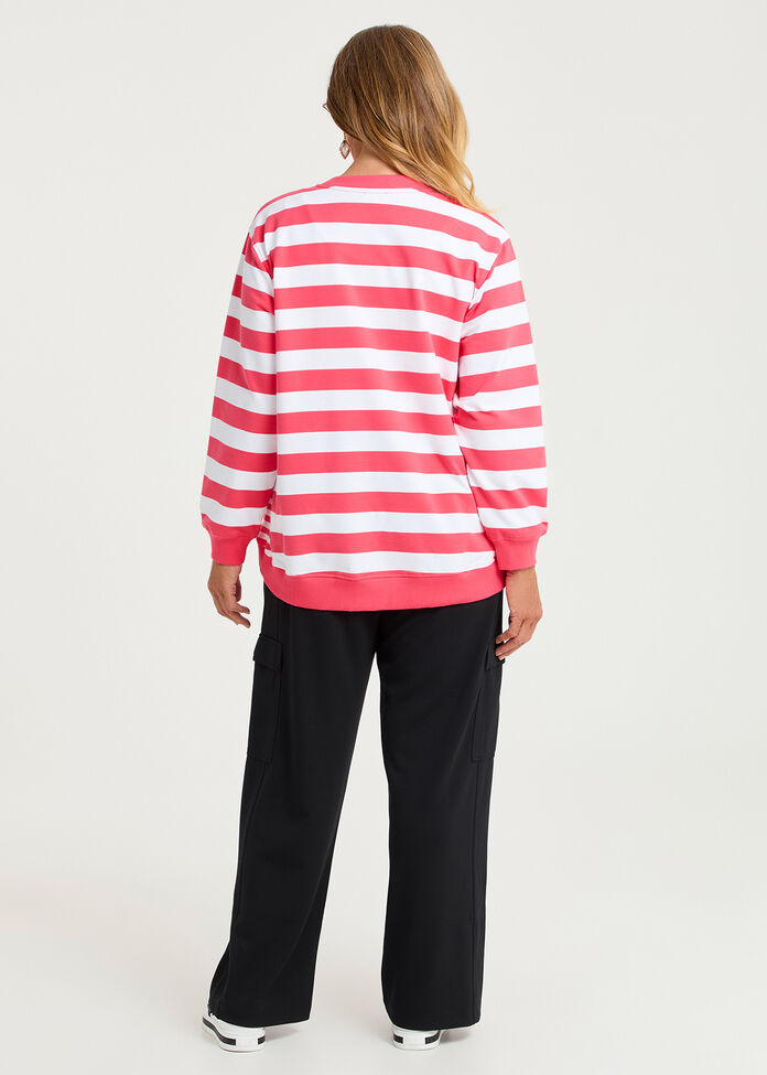 Shop Plus Size Cotton Mixed Stripe Sweatshirt, Red | Taking Shape AU