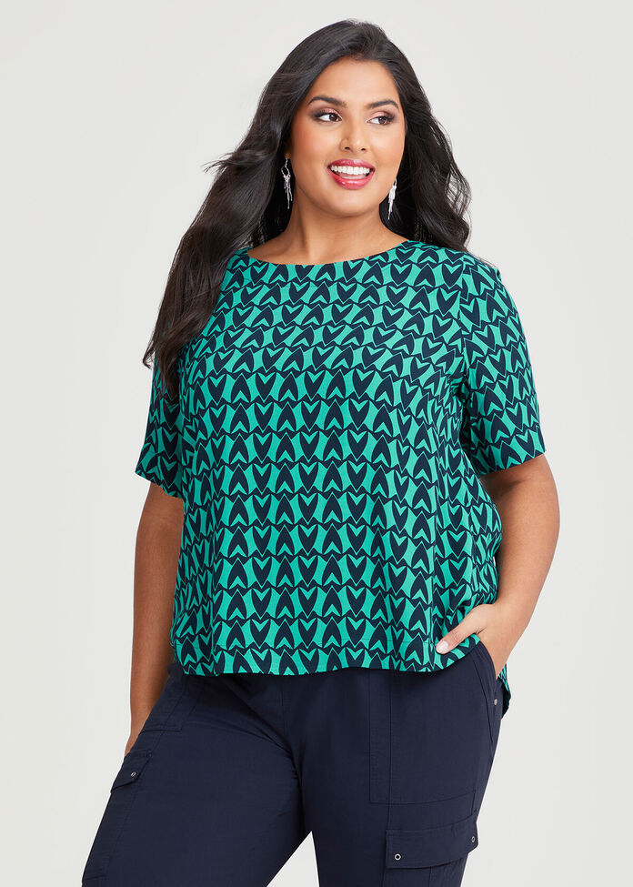 Shop Plus Size Natural Geo Print Top, Green | Taking Shape AU