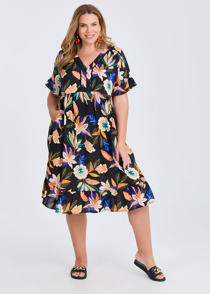 Shop Plus Size Natural Getaway Floaty Dress, Print | Taking Shape NZ