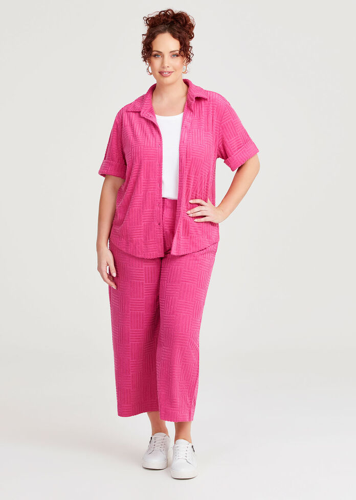 Shop Plus Size Casual Terry Button Up Shirt, Pink | Taking Shape AU