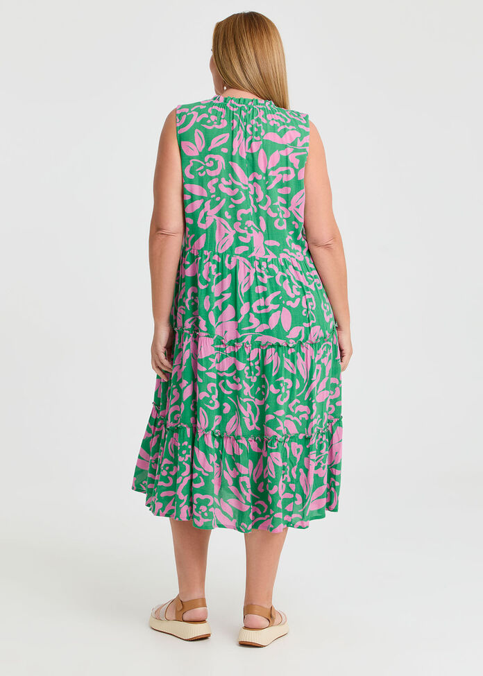 Shop Plus Size Natural Sleeveless Tiered Dress, Floral | Taking Shape AU