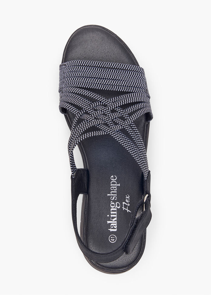Black & White Elastic Flex Women's Comfort Sandal | Taking Shape AU