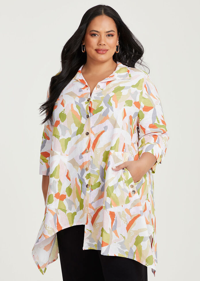 Shop Plus Size Zesty Linen Bamboo Shirt, Multi | Taking Shape AU