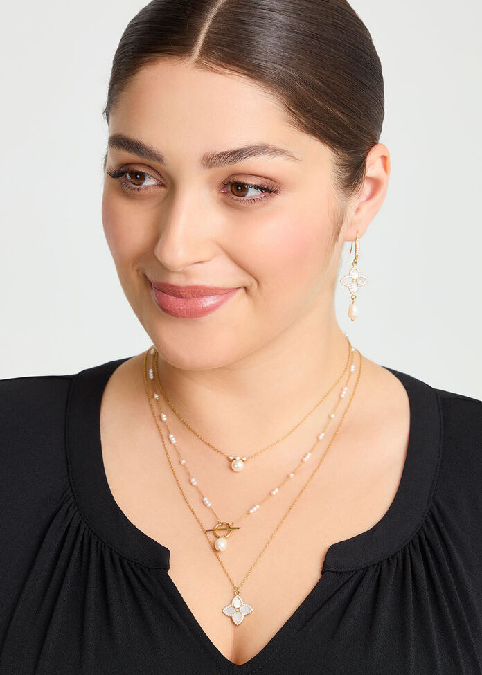 Shop Gold Clover Pearl Earrings in Multi | Accessories | Taking Shape AU