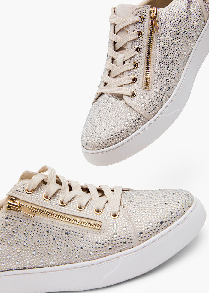 Shop White Bejewelled Zip Sneaker | Comfortable Shoes | Taking Shape AU